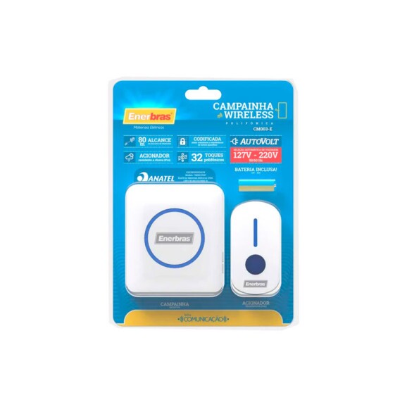Campainha Wireless Polifônica - CM003-E - Enerbras