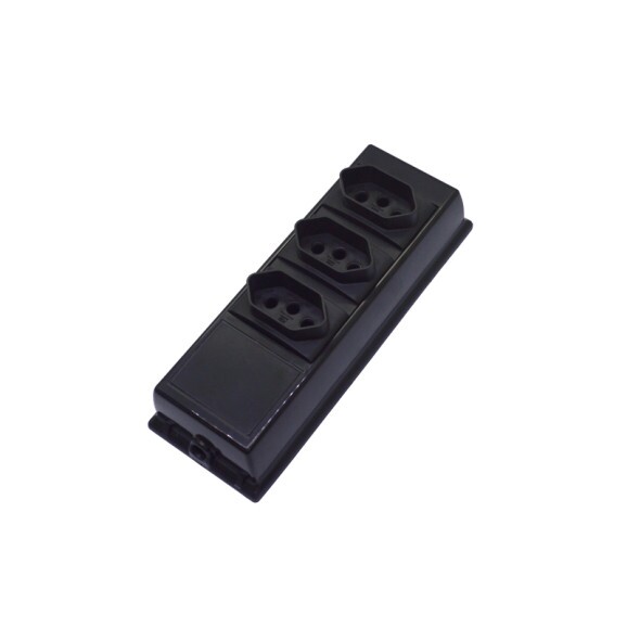 Régua com 3 Tomadas 10A/250V - EX653PT - Exatronic