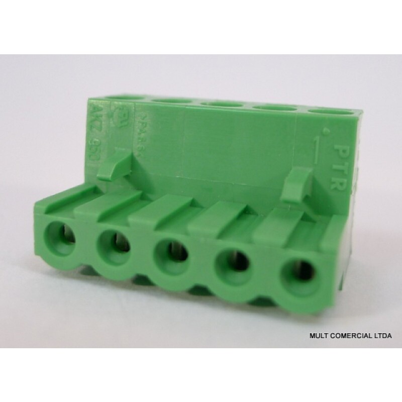 Conector Verde Multipolar AKZ950 Fêmea - Passo 5,08mm - Phoenix Mecano