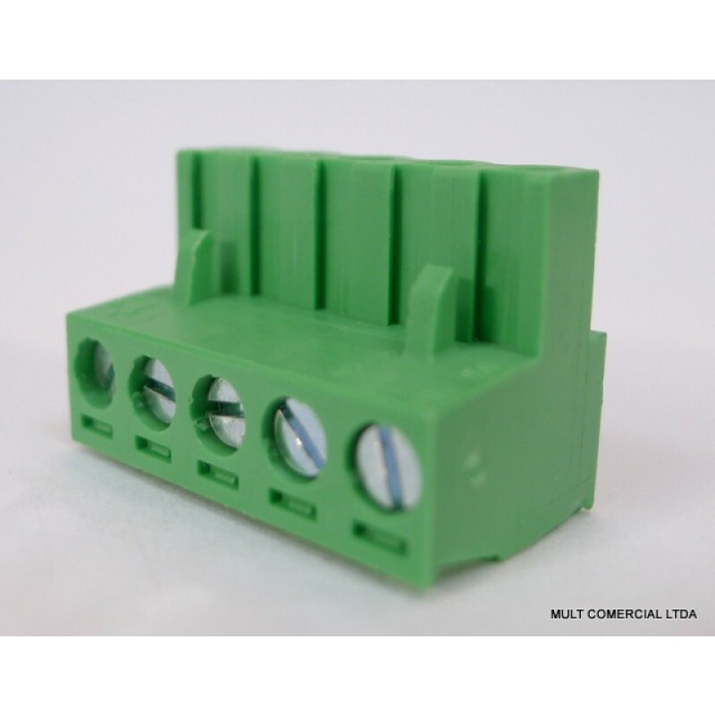 Conector Verde Multipolar AKZ950 Fêmea - Passo 5,08mm - Phoenix Mecano