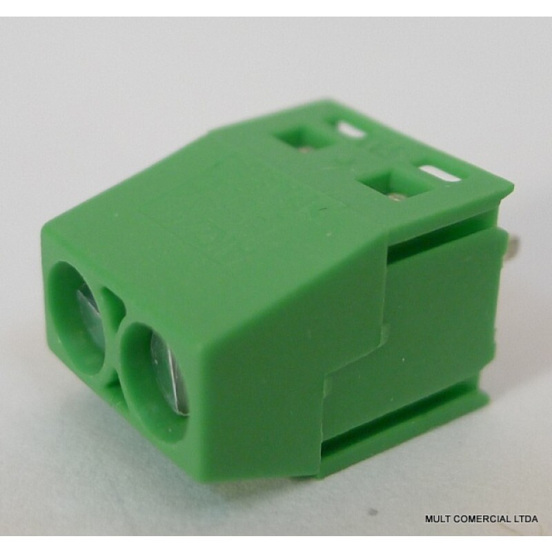 Conector Verde Multipolar AKZ350.02 Fixo de 2 vias - Passo 5,08mm ...