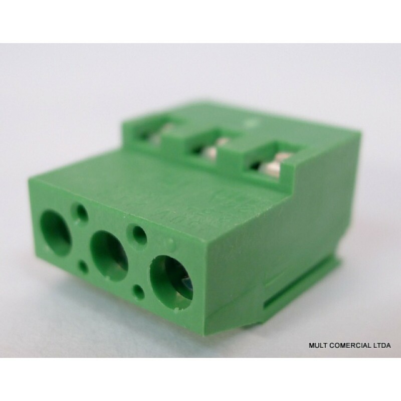 Conector Verde Multipolar AKZ700.03V Fixo de 3 vias - Passo 5,08mm ...