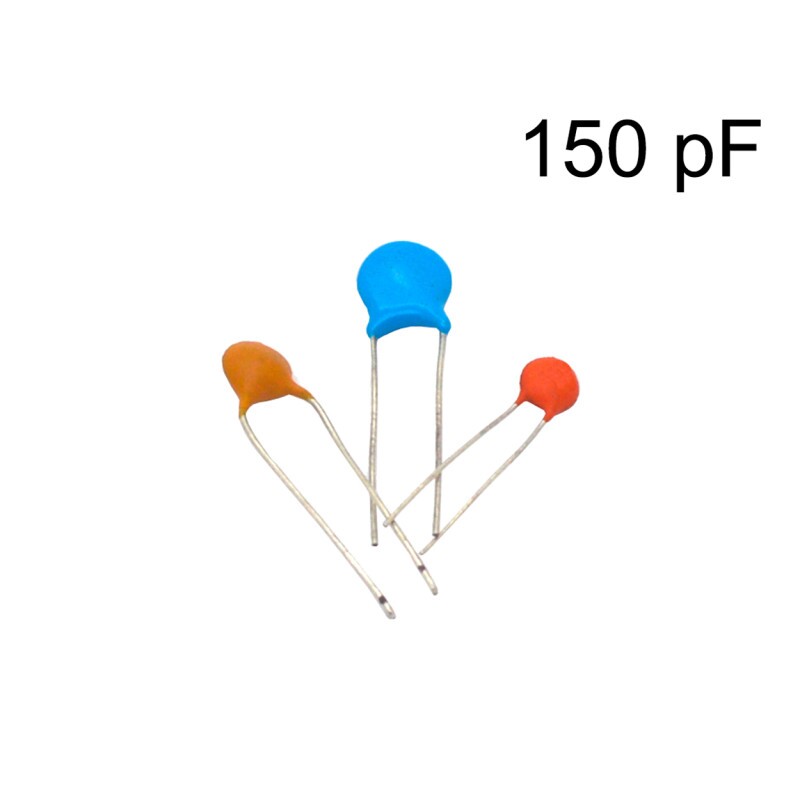 Capacitor Cerâmico Disco 150pF (151 / 0,15nF / 0,00015uF ) - 50V a 1000V