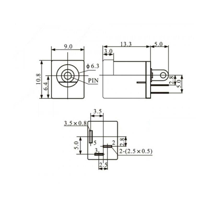 Jack J4 com Pino de 2,1mm para Painel - DC-012 - ZGELE