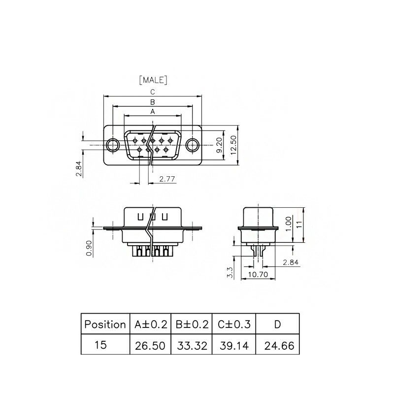 Conector DB15 Macho Solda Fio 180º DS1033-15MBNSISS