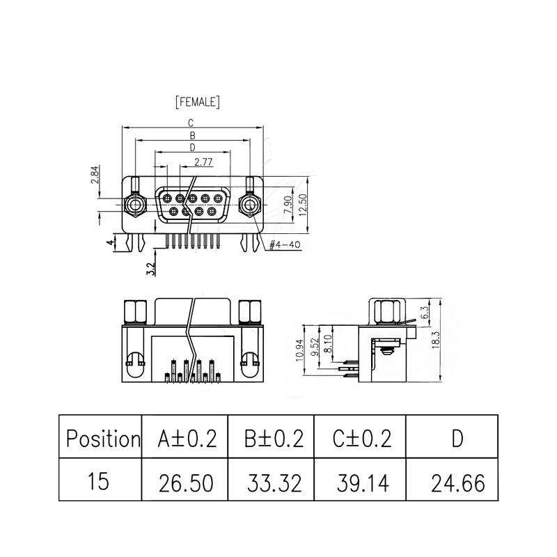 Conector DB15 Fêmea PCI 90º DS1037-03-15FNCKT74-OCC