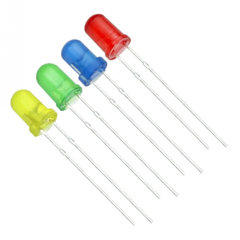 Kit de Leds Difusos 5mm Vermelho, Verde, Amarelo e Azul - Total 32 Leds