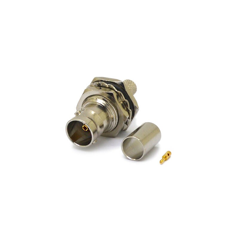 Conector BNC 75 Ohms Fêmea Reto Cabo Painel Crimpagem RG 59 - LF-26 - Gav 11 - KLC