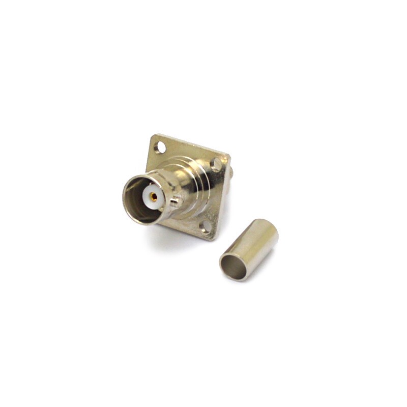 Conector BNC 50 Ohms Fêmea Reto Cabo Painel Crimpagem RG-58 Pino Fixo Base Quadrada 17,50mm - LF ...