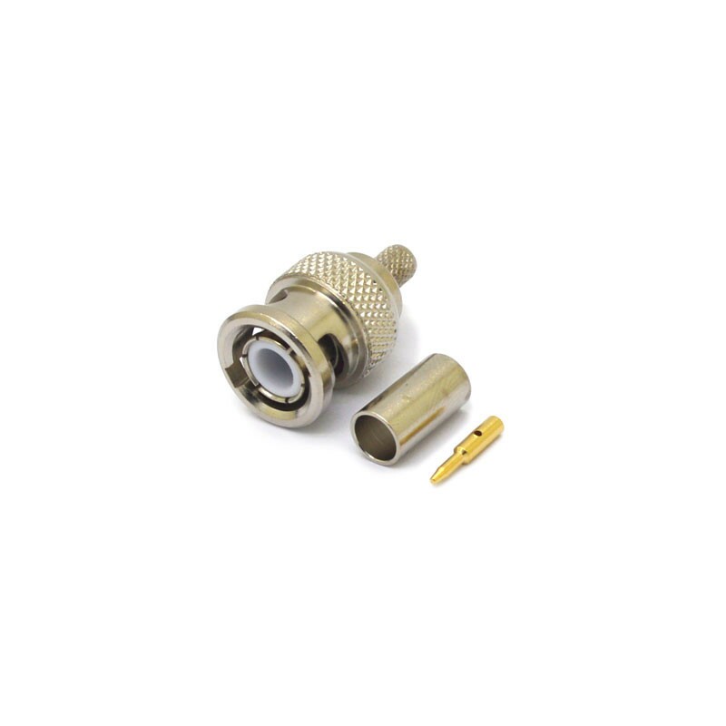 Conector BNC 50 Ohms Macho Reto Cabo Crimpagem RG-58 e RGC-58 Pino Solto - LM-4CR - Gav 75 - KLC