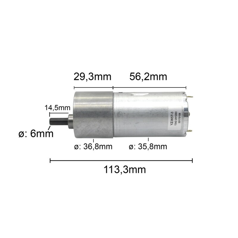 Motor com Redução 12V 84 RPM Cód. Motor 47