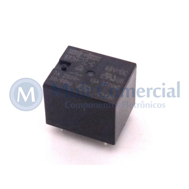 Relé para uso geral 48Vdc 10A SPDT 1 contato reversível 833H-1C-C-48VDC ...