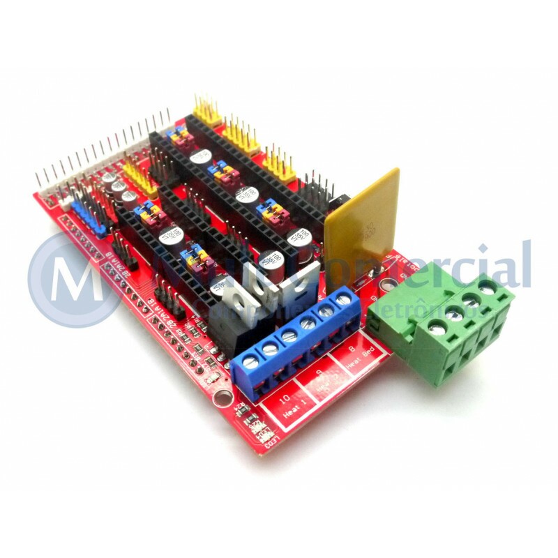 Shield de Impressora 3D compatível com Arduino Mega RAMPS 1.4