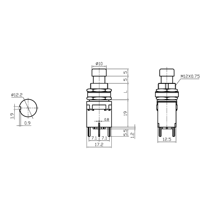 Chave DPDT Foot Switch Momentânea Liga-(Liga) com 6 Terminais PCI - PBS-24-212P